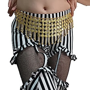 ZLTdream Women's Belly Dance Tower Shape Metal Hip Scarf Gold