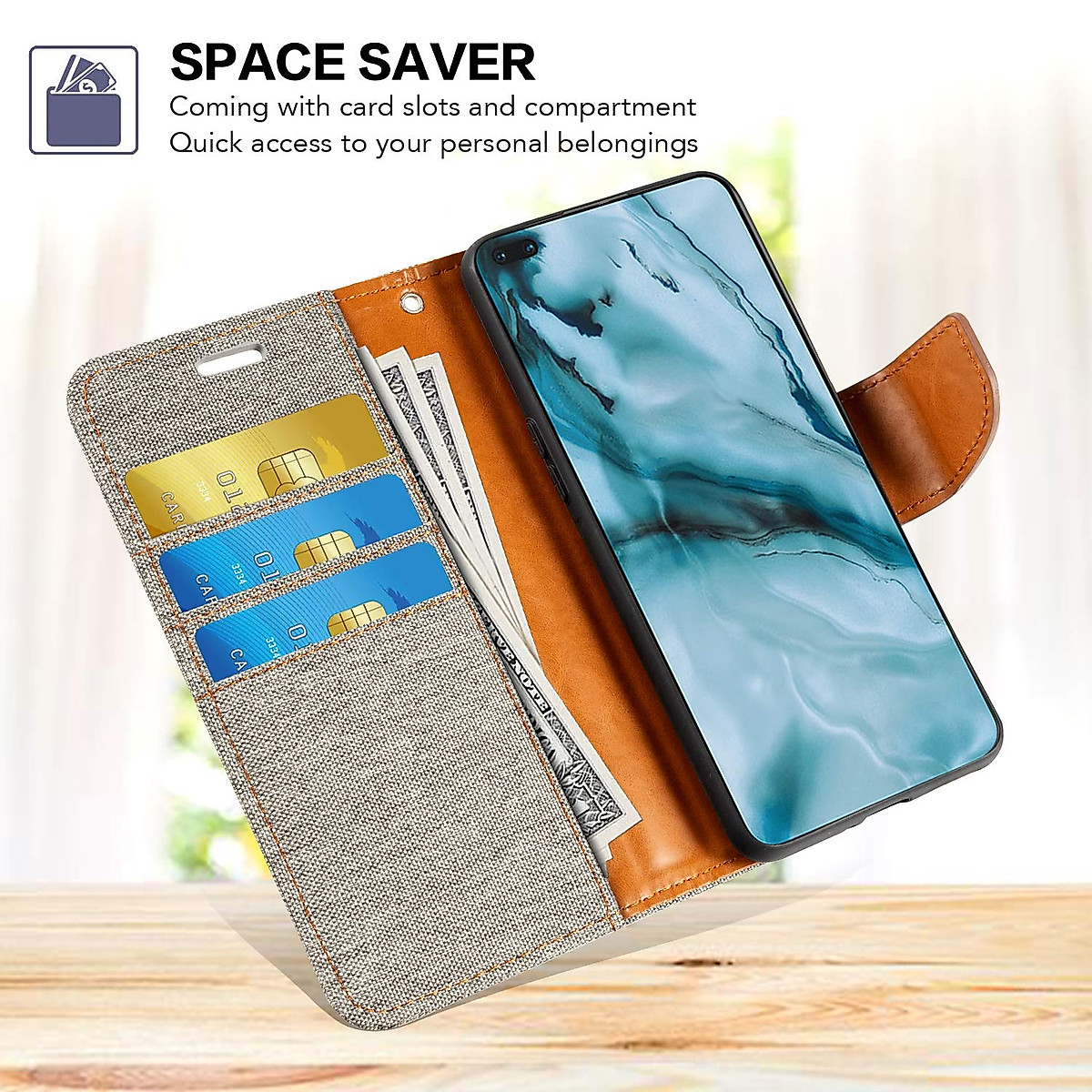 Gigaset GS3 Case, Oxford Leather Wallet Case with Soft TPU Back Cover Magnet Flip Case for Gigaset GS3
