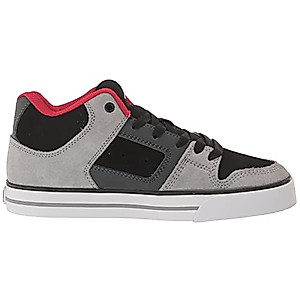 DC Men's Pure MID Casual Skate Shoe, Black/Grey/RED, 10