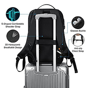 FENRUIEN 17.3 Inch Laptop Backpack, Hard Shell Sling Bag, Black