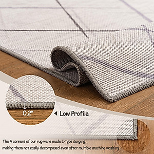 TTelephant Runners for Hallways Kitchen Runner Rug Non Slip 2x10 Long Washable Runner Rugs No Pile Tear and Stain Resistance, Hand Woven Style Thin Rug for Hallways, Kitchen, Laundry, Bathroom- White