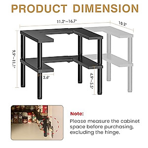 THYGIFTREE Spice Rack Organizer for Cabinet Expandable Metal Seasoning Organization Height Adjustable 2 Tier Spice Storage Shelf for Cupboard Pantry