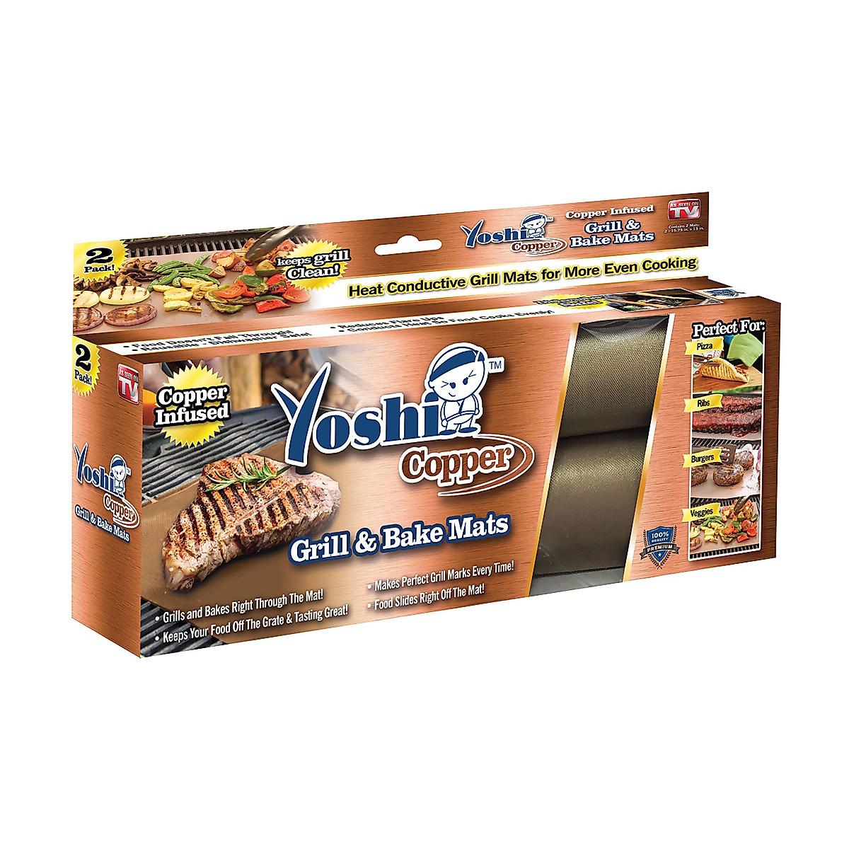 YOSHI GRILL & BAKE MATS (2 Pack), Copper