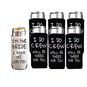 VictoryStore SLIM Can Coolers: Bachelorette SLIM Can Coolers, Found My Lobster Skinny Can Coolers (Combo: 1 Bride, 6 Bridesmaids)