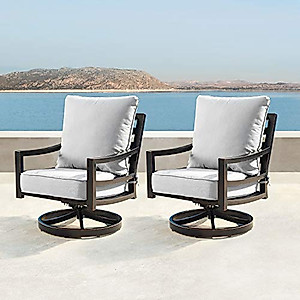 Oakland Living Aluminum Outdoor Swivel Club Finish with Thick Grey Polyester Cushions (Set of 2) Deep Seating Rocking Chairs, Antique Copper