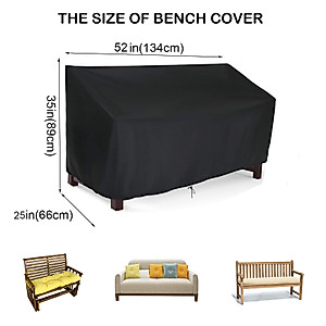 Aidetech Patio Bench Loveseat Cover, 2-Seater Patio Sofa Covers Waterpoof Windpoof, Outdoor Furniture Cover for Glider/Sofa - 420D / 52L x 25W x 35H Inch