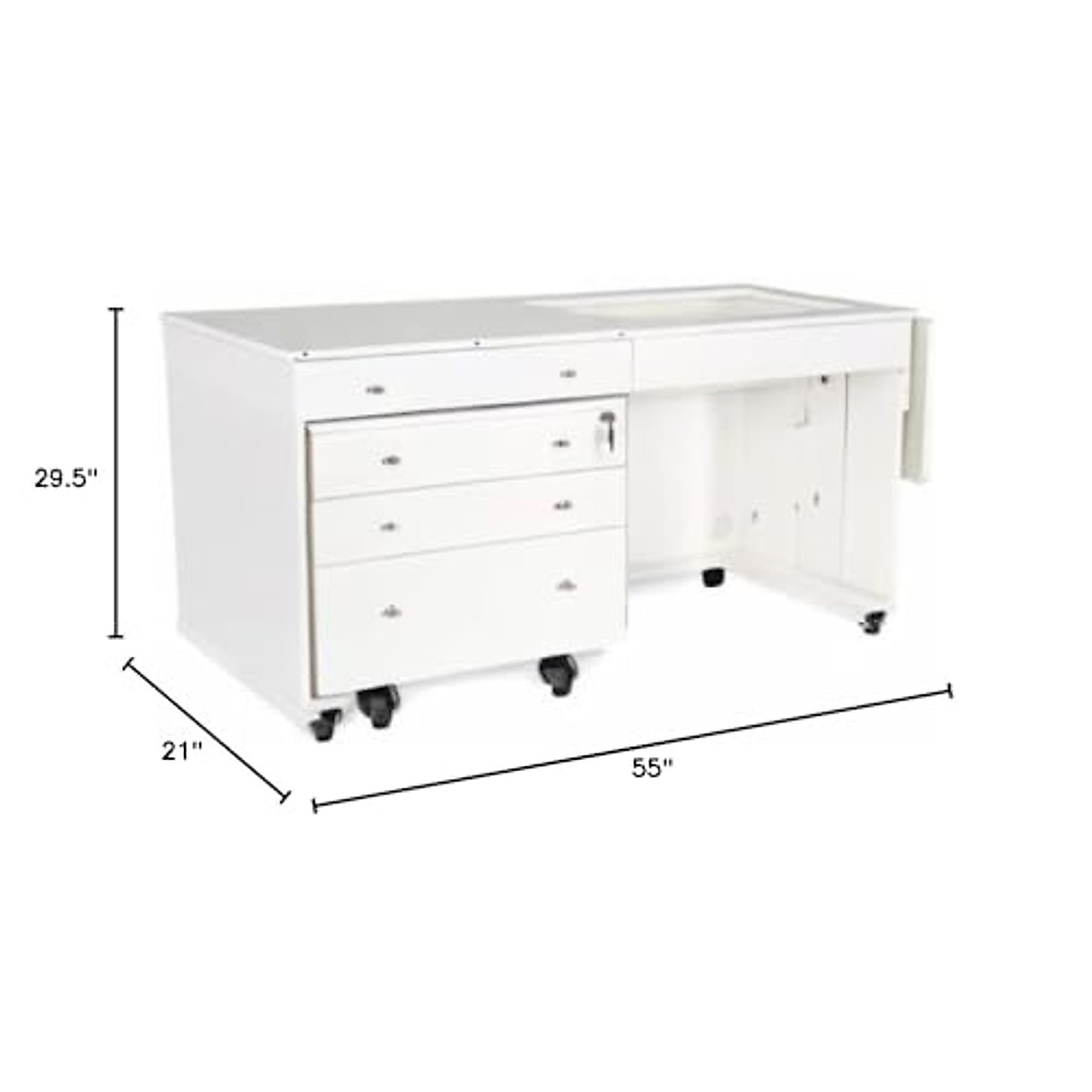 Arrow K8811 Kangaroo Sewing Cabinet for Sturdy Sewing, Cutting, Quilting, and Crafting with Joey II 3 Drawer Storage Cabinet, Portable with Wheels, White Ash Finish