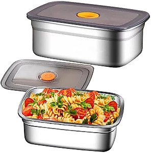 TRBIDRBO 2 PCSFood Storage Containers with Lids Airtight (2 Containers & 2 Lids), Leak proof Storage Box Meat Container for Fridge Nestable Dishwasher Freezer Safe