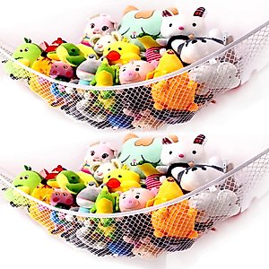 Stuffed Animal Net Or Hammock, Teddy Bear Holder Nets,White Toy Hammock for Stuffed Animals Storage, 2 Pack - XWGJ