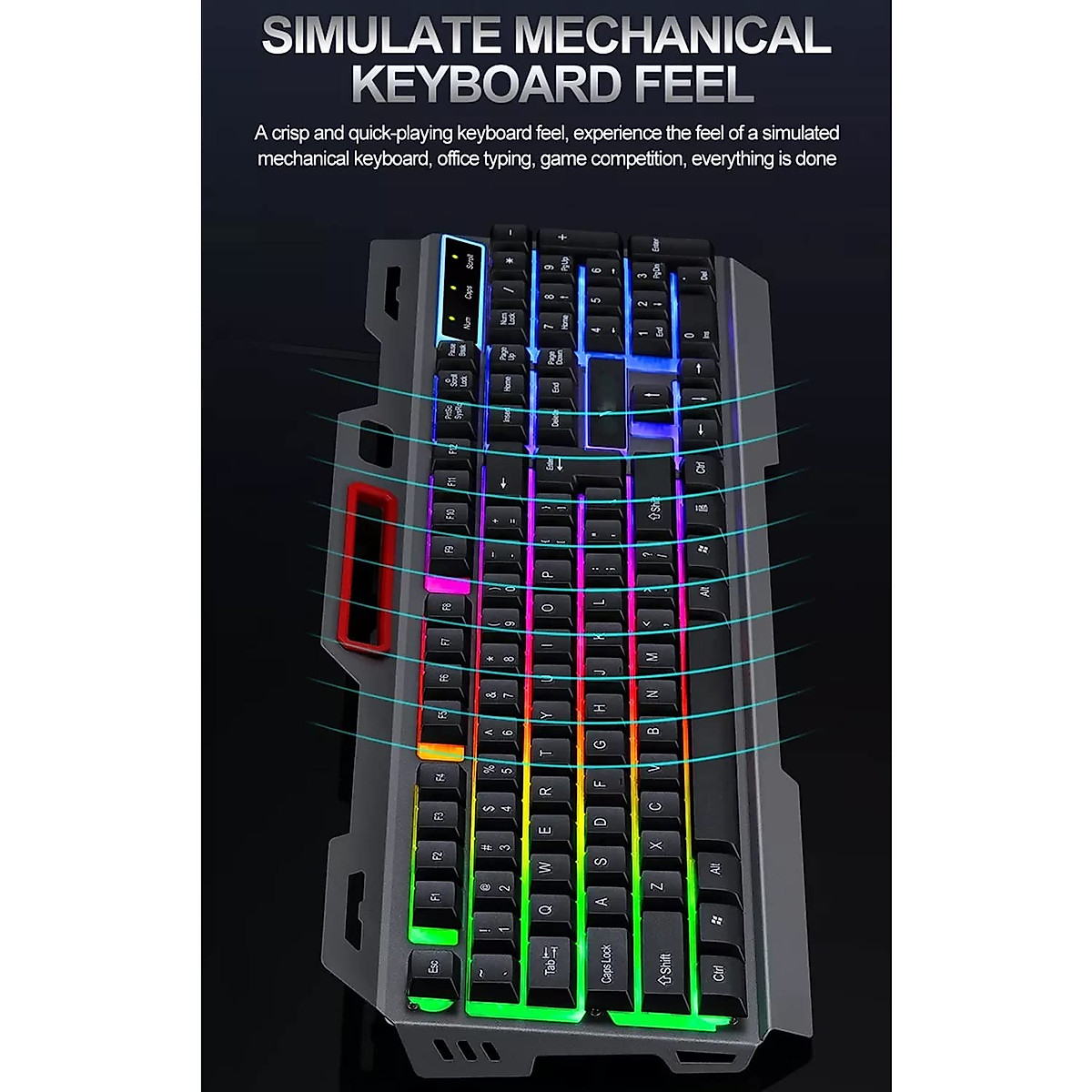 EXHNLE Gaming Keyboard and Mouse Combo, LED Rainbow Backlit Keyboard with 104 Key Computer PC Gaming Keyboard for PC/Laptop