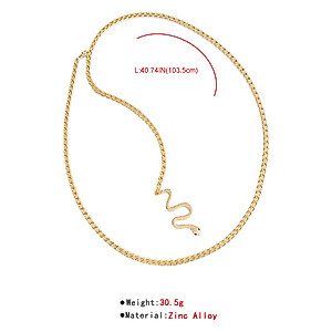 Wekicici Boho Snake Belly Chain Gold Metal Belt Body Chain Chunky Belly Link Waist Party Sexy Body Chain for Women(style 2)