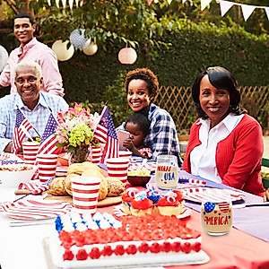 Whaline 3Pcs Patriotic Stemless Wine Glasses 17oz American Flag Glasses Tumbler Cups Drinking Glasses Independence Day Party Cups for 4th of July Supplies Kitchen Decor Gifts