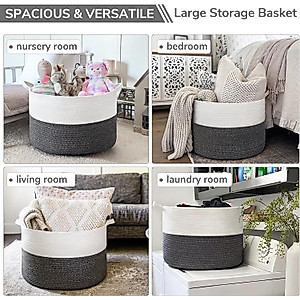 Extra Large Round Cotton Rope Storage Basket, Oversized Blanket, Laundry & Toy Bin Organizer