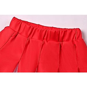 Doxrmuru Girls Cheerleader Costume Cheerleading Outfit for Halloween Party Birthday Gift (Red, 9-10 Years)