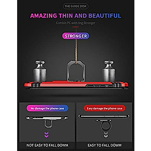 Androgate Samsung Galaxy S8 Case with HD Screen Protectors (NOT fit S8 Plus), Military-Grade Metal Ring Holder Kickstand 15ft Drop Tested Shockproof Cover Case for Samsung Galaxy S8 (2017) Red