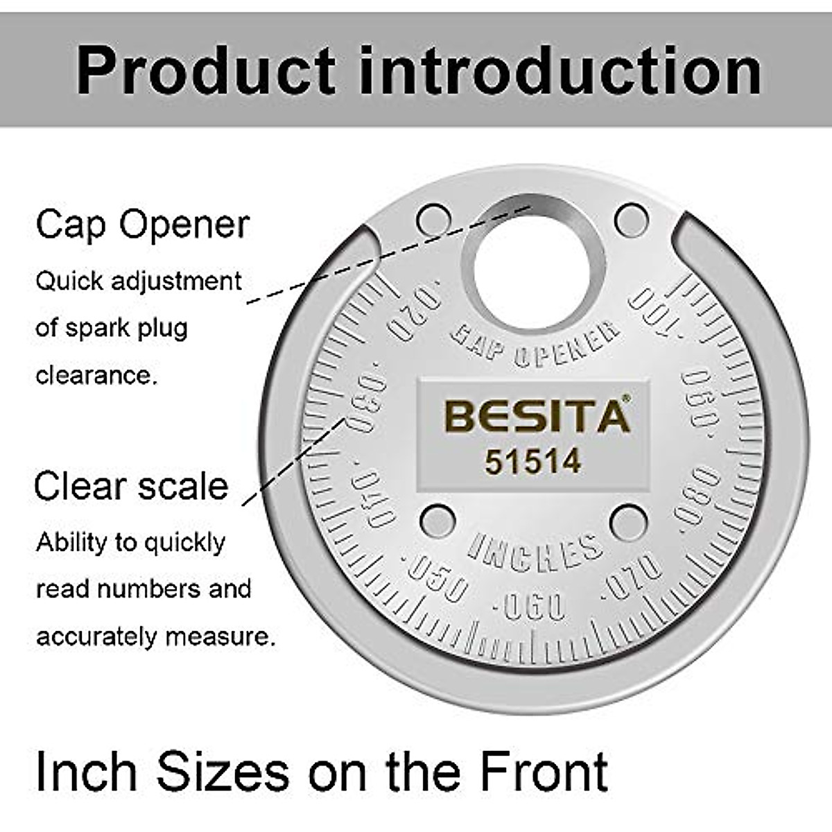 Spark Plug Gap Gauge - Spark Plug Gap Measuring Tool Scaled from .020" to .100"