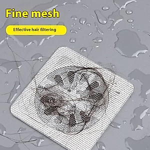 20-Pack 4"x4" Disposable Drain Covers, Hair Catcher Mesh Stickers for Shower, Sink, Bathtub, Kitchen – Easy Hair & Debris Prevention, for Human and pet Hair