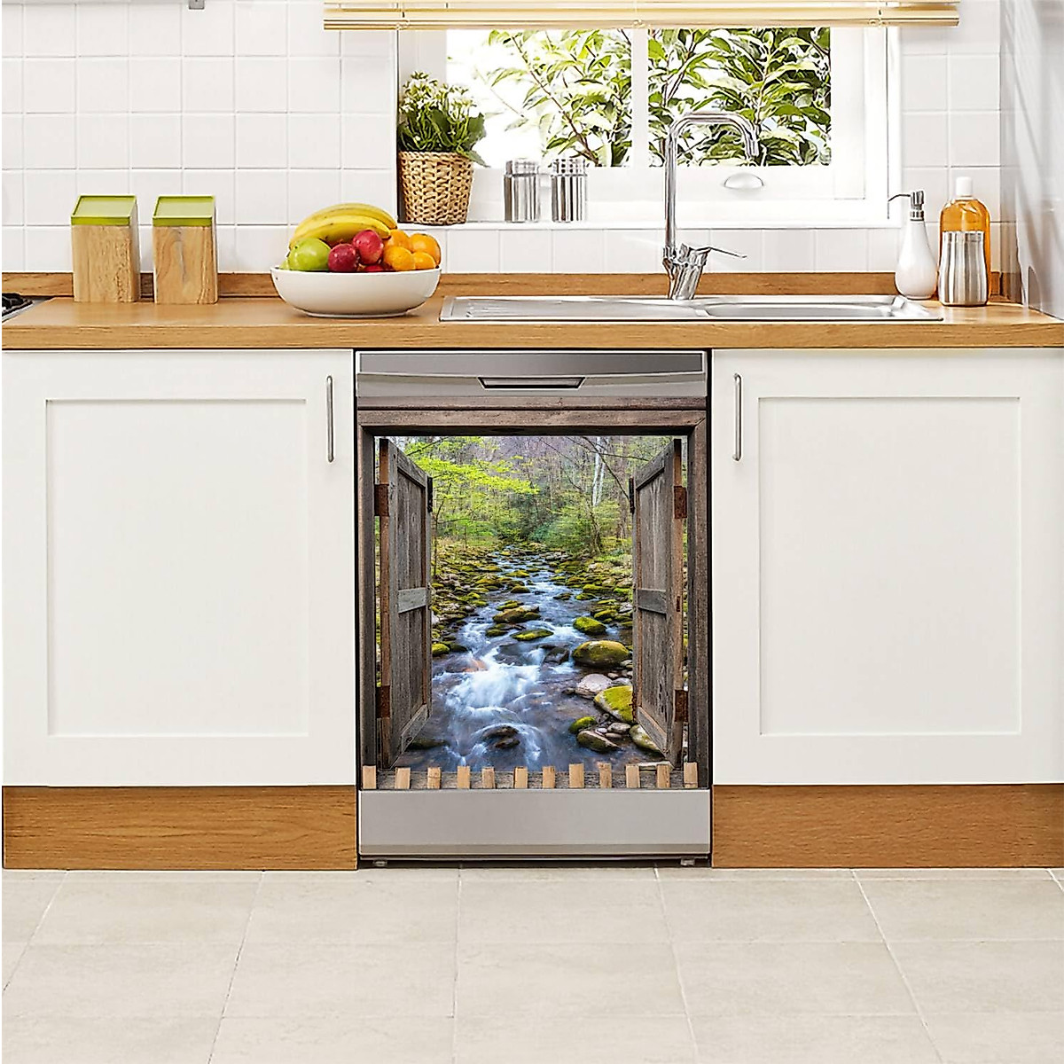 Dishwasher Magnet Cover Forest Creek Water Cascades Rocks Great Smoky Mountains National Park Magnetic Refrigerator Stickers Decorative Appliance Cover Fridge Panels Metal Door Garage 23x26in