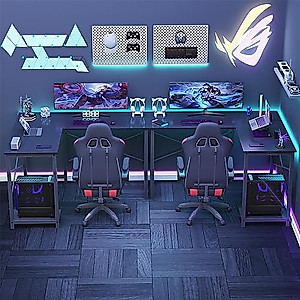 Sweetcrispy Computer Desk - L Shaped Gaming Desk, Corner Desks PC Desk Table with CPU Stand Side Bag for Home Office Dorm Sturdy Writing Workstation, Black, 50 Inch
