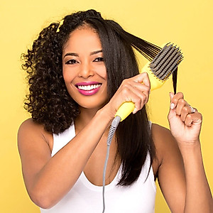Drybar The Brush Crush Heated Straightening Brush | One Step Hair Straightener Brush, Smooth and Style for Frizz-free Hair, Works With All Hair Types