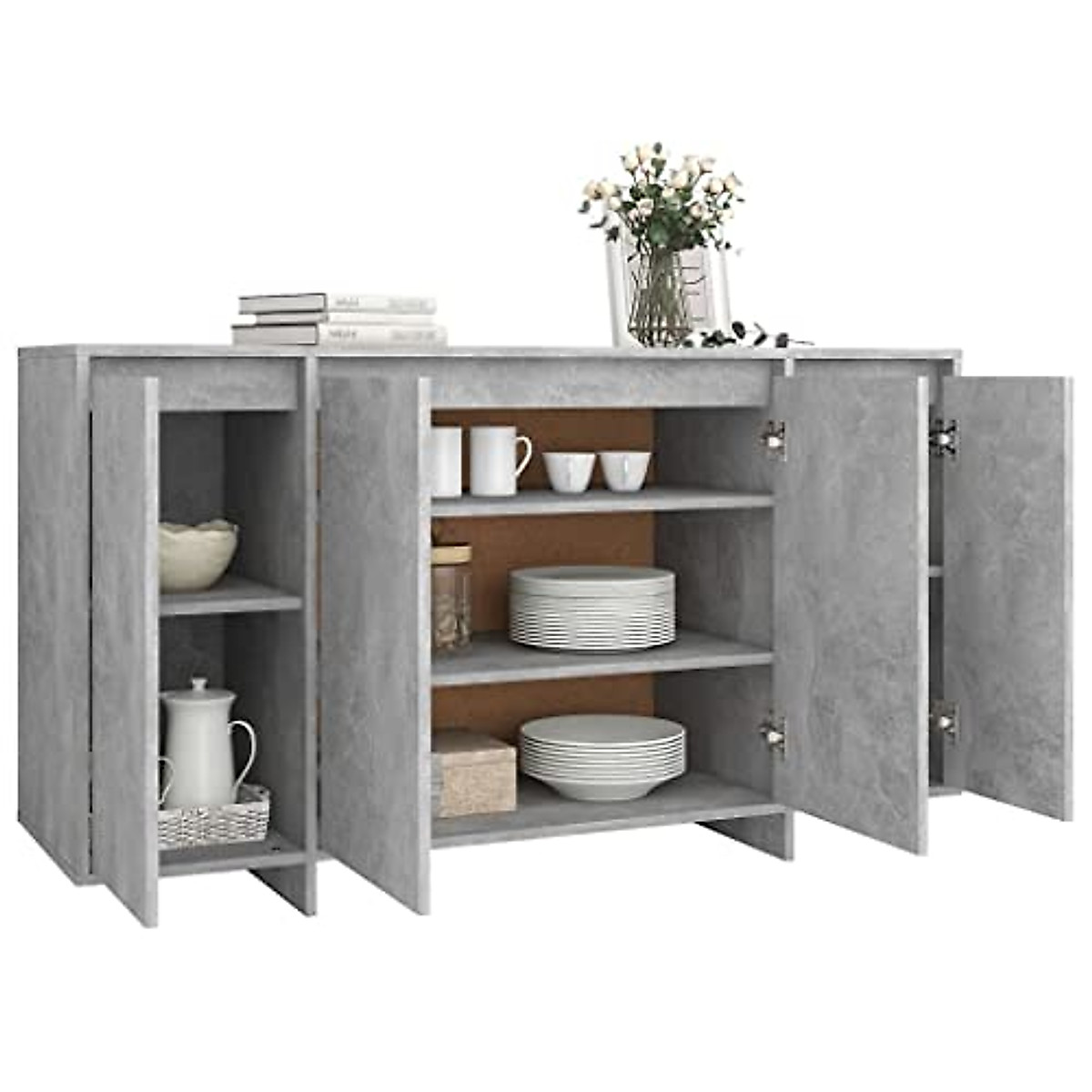 loibinfen Sideboard Buffet Server Storage Cabinet with 4 Doors, Console Table Home Kitchen Sideboard Dining Room Furniture Entryway Cupboard, Concrete Gray 53.1"x16.1"x29.5" -AA