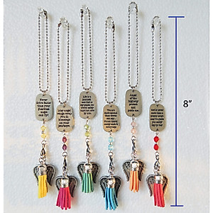 Abbey & CA Gift Angel of The Highway Orange Tassel Angel Car Charm W/ Beads