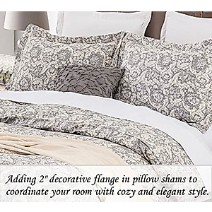 DAUAOTO Twin XL 68"X92" Duvet Cover Set, Cotton Farmhouse Print Bedding for Twin Extra Long Bed, Gray Paisley Pattern