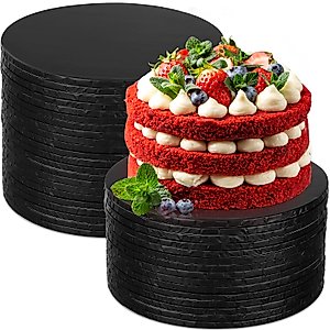 Zopeal 20 Pcs 12 Inch Round Cake Drum Round Boards Cardboard 0.4 Inch Thick Cake Drums Cake Decorating Supplies for Wedding Birthday Party (Black)