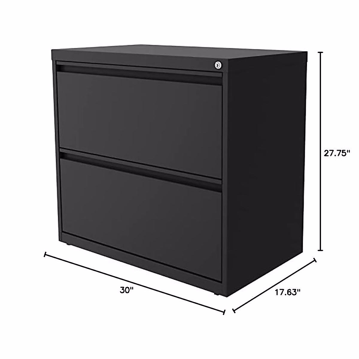 Hirsh 30 inch Wide 2 Drawer Lateral 101 File Cabinet in Charcoal, Fully Assembled