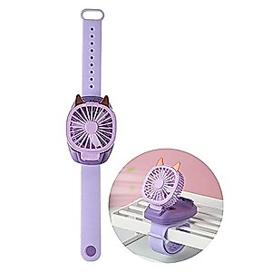 Personal Fan, Mini Handheld Portable Fan, Ultra-Quiet Third Gear Speed Electric Mini Watch Fan, USB Rechargeable Folding Electric Fan Small Fan Pocket Fan for Home, Office, Outdoor Travel (Purple)
