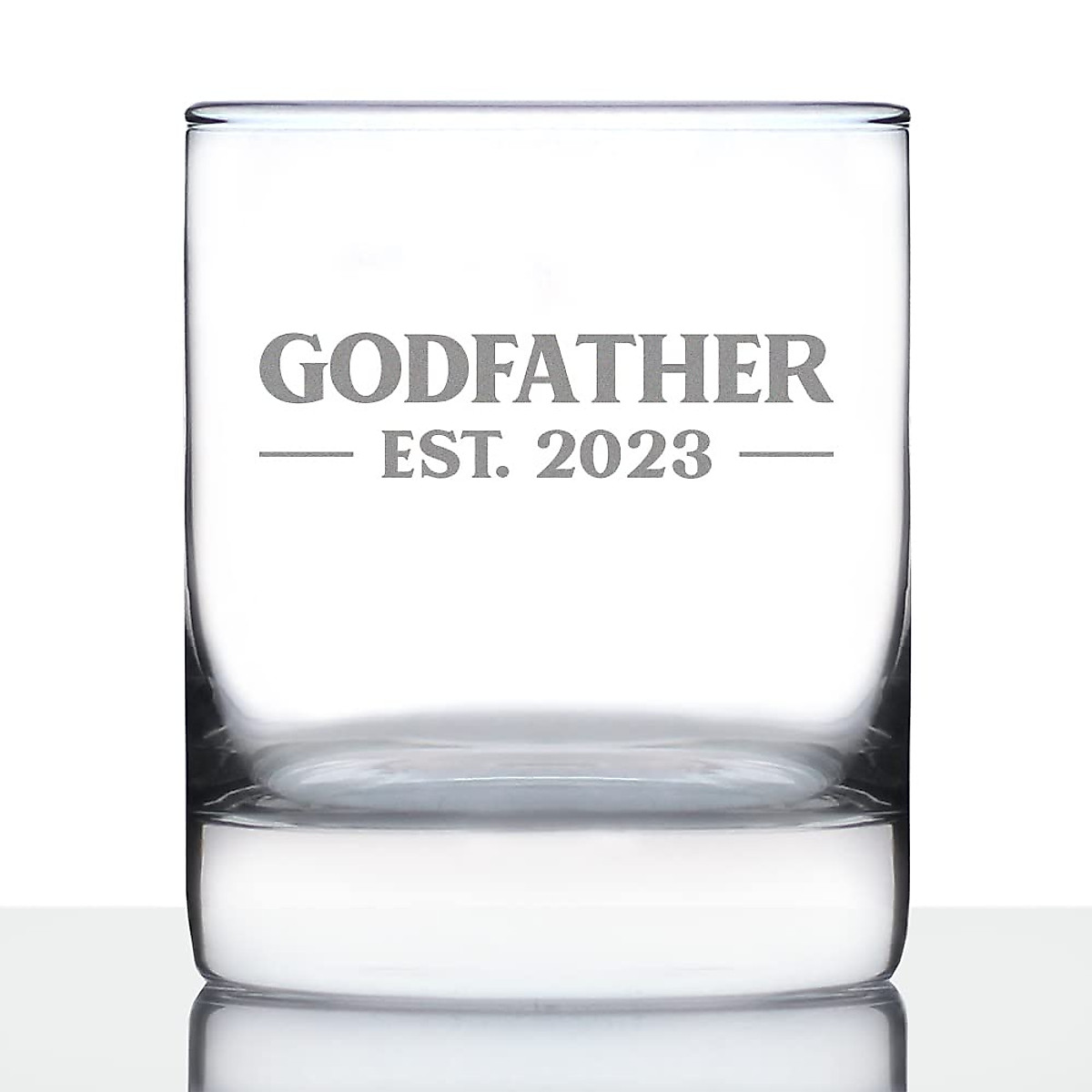 Godfather Est 2023 - New Godfather Whiskey Rocks Glass Proposal Gift for First Time Godparents - Bold 10.25 Oz Glasses