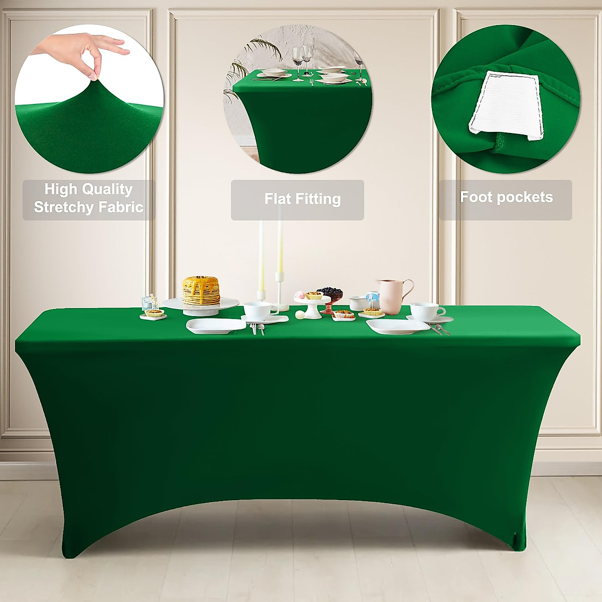 ABCCANOPY Spandex Tablecloths for 6 ft Home Rectangular Table Fitted Stretch Table Cover Polyester Tablecover Table Toppers