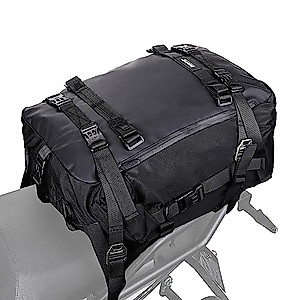 Rhinowalk Motorcycle Tail Bag 30L Waterproof Motor Pannier Bag Motor Travel Luggage Motorbike Rear Rack Trunk Storage Bag Professional Motorcycle Accessories-Black