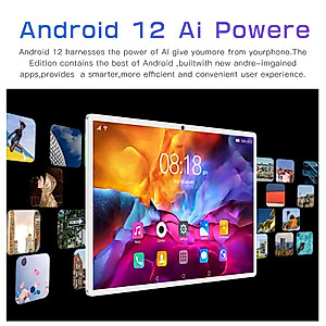 UPQRSG 10.1 Inch Tablet Silver, 5G WiFi Calling for 12 6GB 128GB Front 2MP Rear 5MP, 1960X1080 IPS HD Touch Screen with 8800Mah, MT6592 CPU 10 Cores Tablet 100?240V[US]