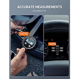 AstroAI Digital Tire Pressure Gauge with Inflator(3-250 PSI 0.1 for Display Resolution), Heavy Duty Air Chuck and Compressor Accessories with Rubber Hose and Quick Connect Coupler, White