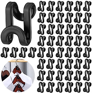 Unittype 150 Pcs Clothes Hanger Connector Hooks Plastic Heavy Duty Space Saving Hanger Clips Hanger Extender Hooks Hanger Hooks Space Save Hanger for Outfit Closet Organizers (Black)