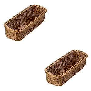 Angoily 2pcs Cutlery Storage Basket Woven Baskets for Storage Basket Organizer Rattan Storage Tray Flatware Organizer for Drawer Chopsticks Basket Flatware Storage Container Knife and Fork