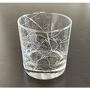Rocks Whiskey Old Fashioned 11oz Glass Urban City Map Athens Georgia