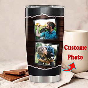 Personalized Dog Dad Tumbler Custom Photo Travel Coffee Mug Insulated Cup with Lids Stainless Steel 20 30 Oz Gifts for Men Dads from Best Pet Lovers Fathers Day