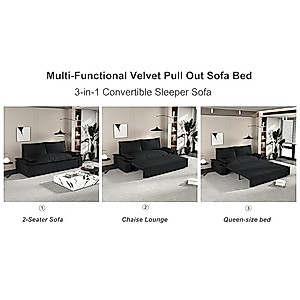 Verfur 3 in 1 Pull Out Couch Bed Sleeper Sofa,Modern Upholstered Loveseat Lounge Sofa & Couches w/Reclining Backrest, Convertible Futon Love Seat Small Furniture for Living Room
