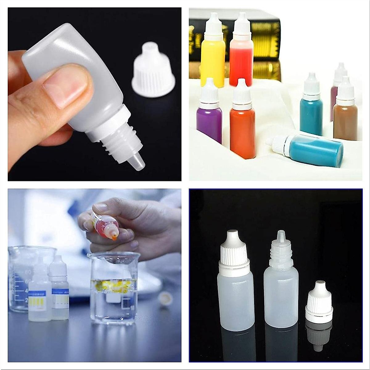 SHUILING 10PCS Plastic Squeezable Dropper Bottles Empty White Clear Dropping Eye Liquid Bottle with Cap Drop Bottles Refillable Squeeze Bottle Dropper Sample 5ML/15ML (5ML)