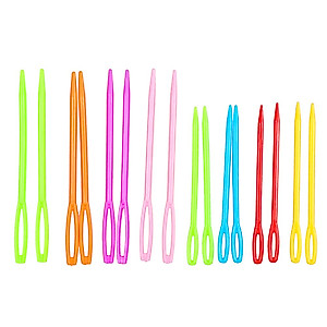 Hekisn Large-Eye Plastic Sewing Needles, Colorful Safety Lacing Needles, 2 Different Sizes Yarn Sewing Needle, Learning Needles for DIY Sewing Handmade Crafts，2.76 &2.1 inch (16 Pieces)