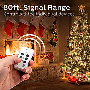 Philips Indoor Lighting Control with Wireless Remote Switch, 3 Receivers, ON/OFF Control, 1 Polarized Outlet Each, 80ft. Signal, Ideal for Lamps, Seasonal Lighting, LED, SPC1235AT/27