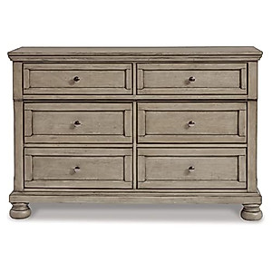 Signature Design by Ashley Lettner Traditional 6 Drawer Youth Dresser with Dovetail Construction, Light Gray