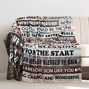 Merry Carve Son in Law Gifts from Mother in Law to My Son Blankets in Bulk for Wedding Christmas Birthday for Son in Law from Mother Father in Law Throw Blanket 60"*50"