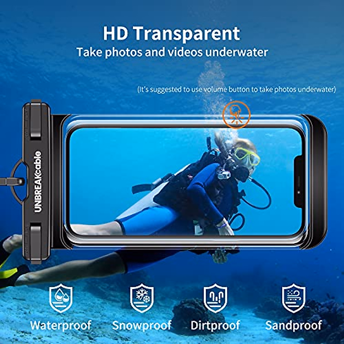 UNBREAKcable Waterproof Phone Pouch Case- 2 Packs[IPX8 Waterproof] [Sensitive Touch] [Up to 7"] Phone Holder Dry Bag Underwater Phone Case for iPhone 14 13 12 Pro Max Plus Mini, Samsung(Black+Black)