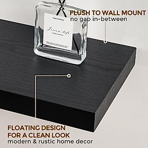 Floating Shelves Black 36 Inch Long, 9" Deep Floating Shelf Wall Mounted, Rustic Deep Bookshelf, Large Display Storage Shelves for Bathroom, Bedroom, Kitchen, 36"W x 9"D x 1.5"H, Set of 2