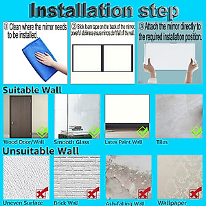 XIHACTY 64 Pcs Peel and Stick Beveled Mirror Glass Tile.2.5x1 Inch Mirror Backsplash Tiles. Cute Mirror Strip Tile for Kitchen, Bathroom Wall. 64 Pcs