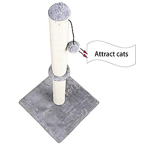Dimaka 34" Tall Ultimate Cat Scratching Post, Extra High Posts with Natural Sisal Rope and Hanging Ball, Vertical Post Tree Scratch for Indoor Cats and Kittens (Grey)