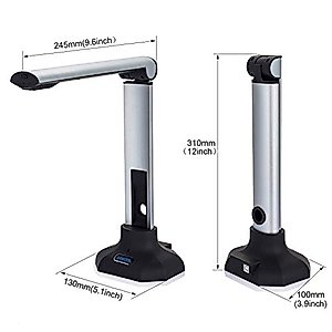 Document Camera for Teachers, Portable USB Visualiser A4 8MP with Auto-Focus and LED Supplemental Light. Excellent for Distance Education Web Classroom Library and Office Conferencing